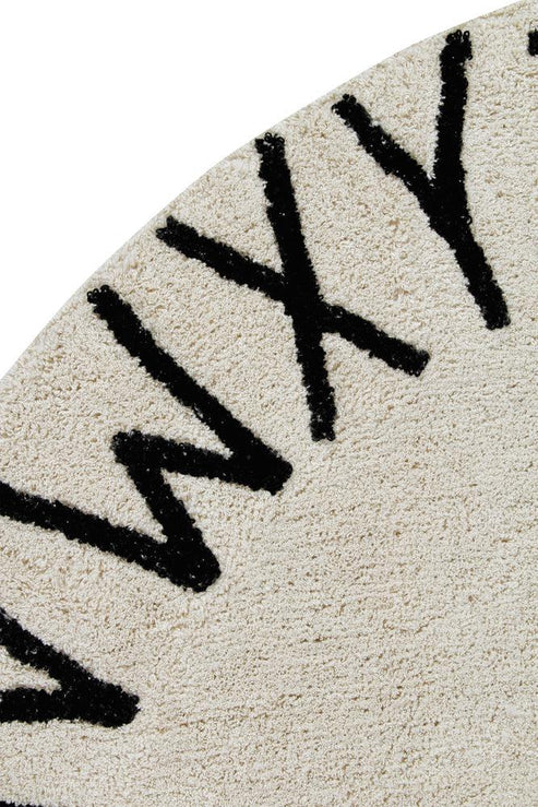 Washable Round Rug Abc Natural - Black – Lorena Canals | Official Website