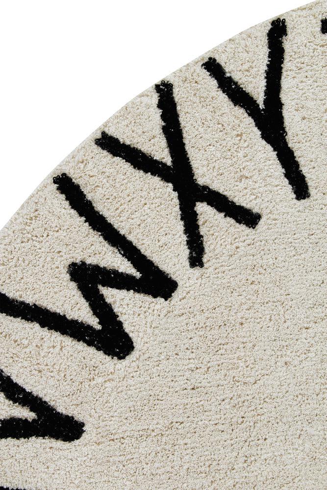 Washable Round Rug Abc Natural - Black – Lorena Canals | Official Website